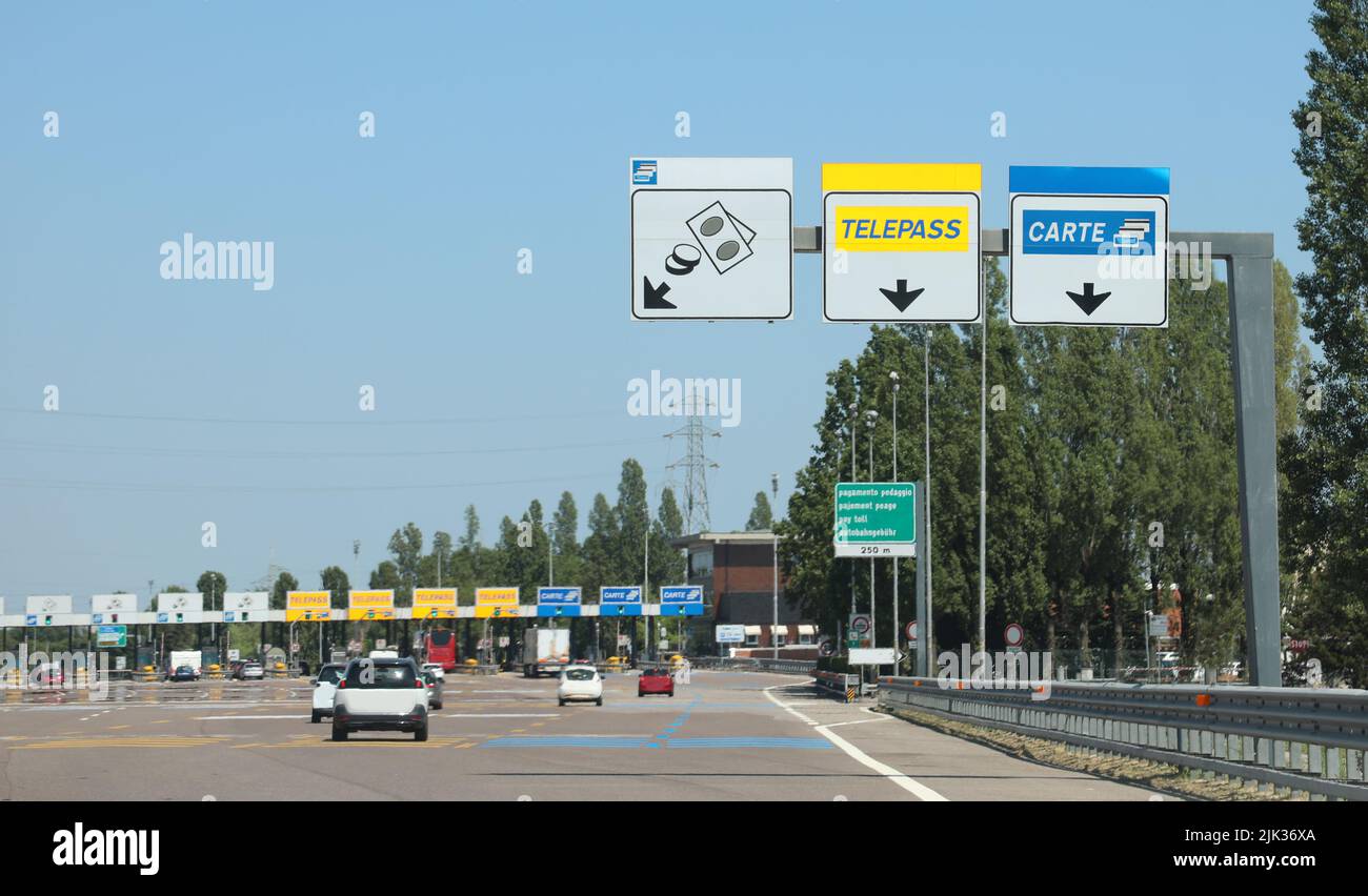 Mestre, VE, Italy - July 3, 2022: Italian Barrier Highway to pay and ...