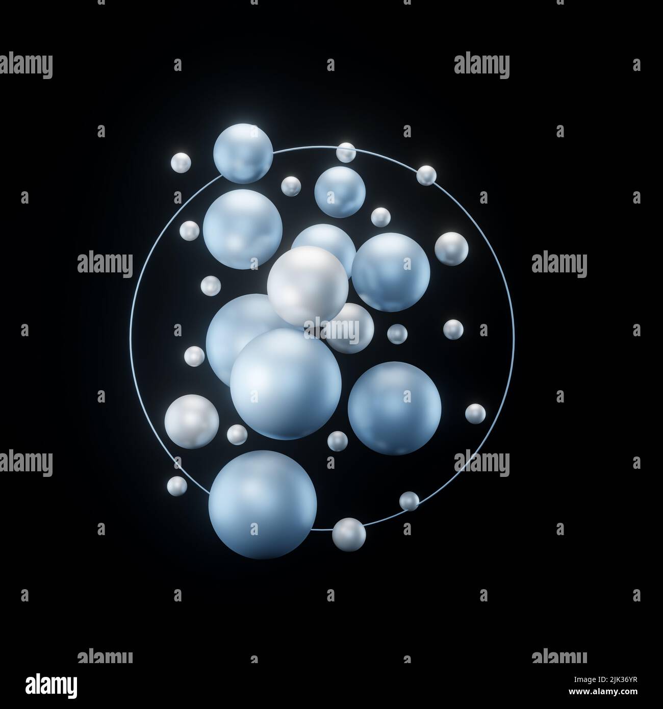 3d render of floating blue spheres on dark background Stock Photo - Alamy