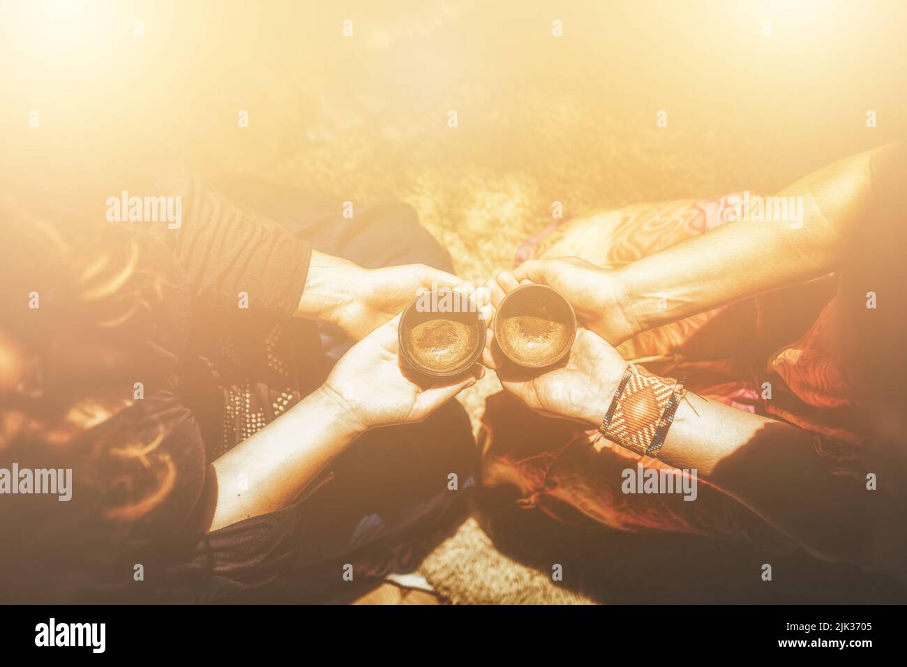 Cacao ceremony, heart opening medicine. Ceremony space Stock Photo - Alamy