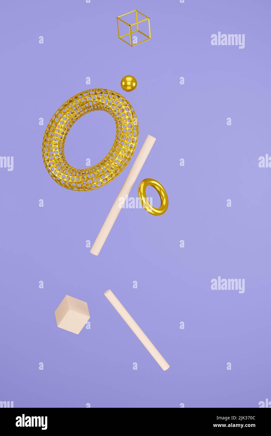 3d render of floating simple geometric shapes Stock Photo - Alamy