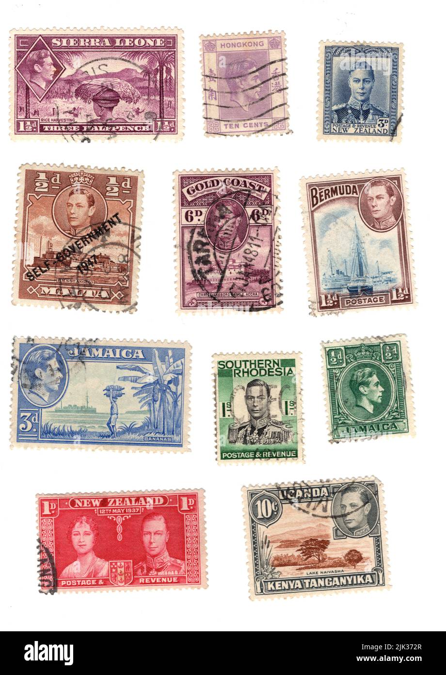 A selection of old postage stamps from the Commonwealth Stock Photo - Alamy