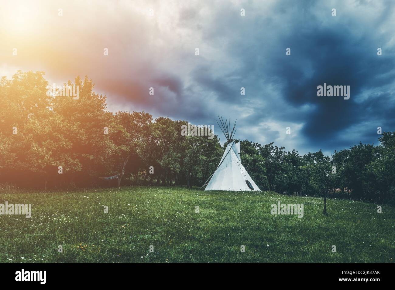 White teepee tent in camping hi-res stock photography and images - Alamy