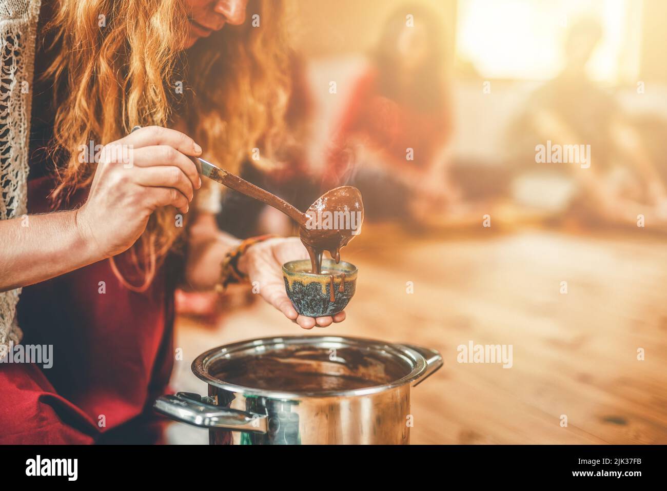 Cacao ceremony, heart opening medicine. Ceremony space Stock Photo - Alamy