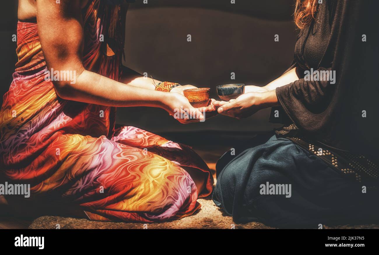 Cacao ceremony, heart opening medicine. Ceremony space Stock Photo - Alamy