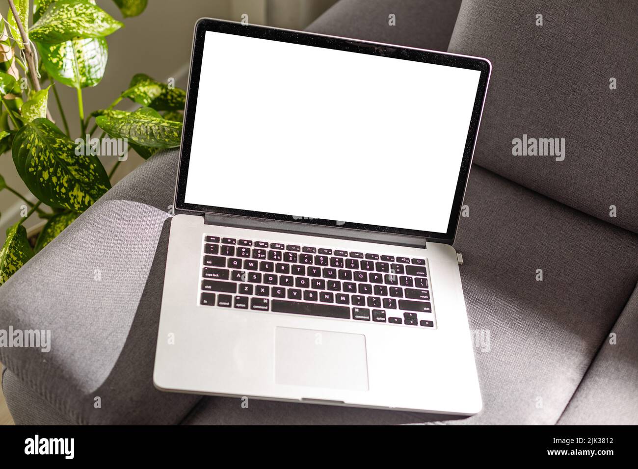 Modern computer, laptop with blank screen Stock Photo - Alamy