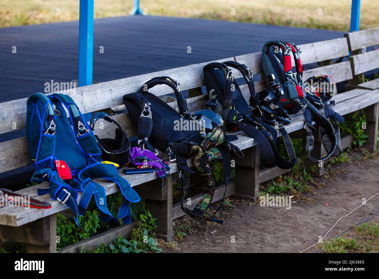 Sport parachutes, packed before jumping, Parachute equipment Stock ...