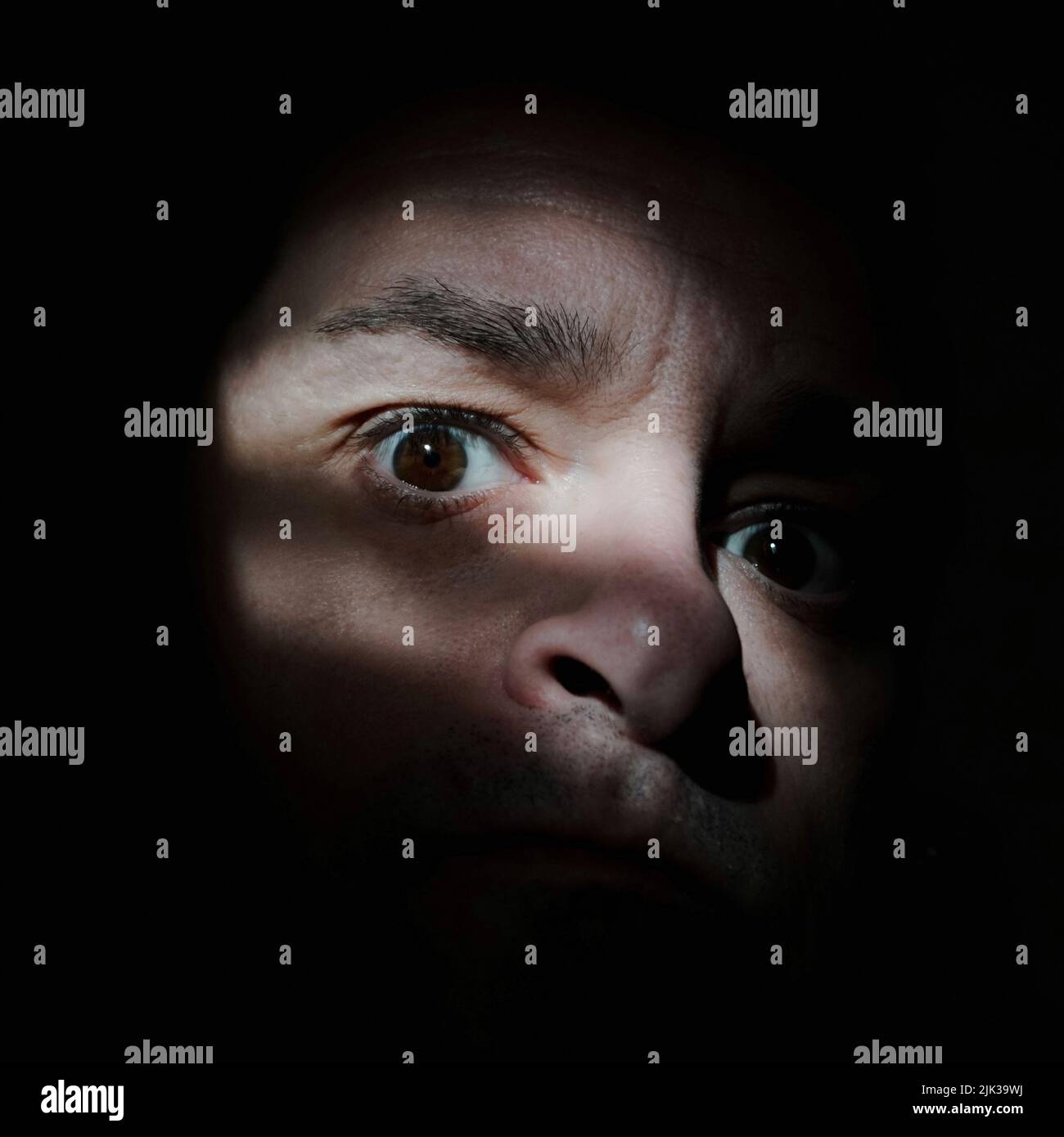 man portrait in the shadows, man taking a selfie Stock Photo - Alamy