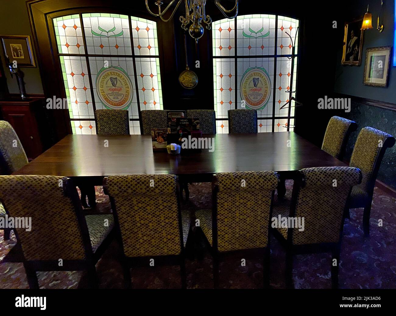 hunting pub decorated in the old English style. antique furniture made ...