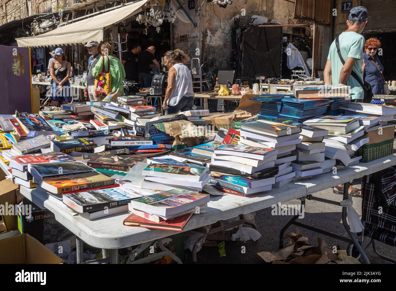 Haifa, Israel - 20 July 2022, Scene of the flea market, with sellers ...