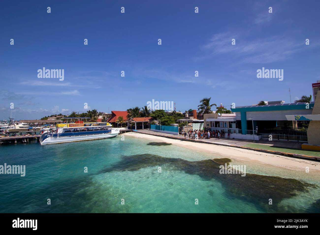 Cancun mexico boat ferry transportation sea water cancun hi-res stock ...