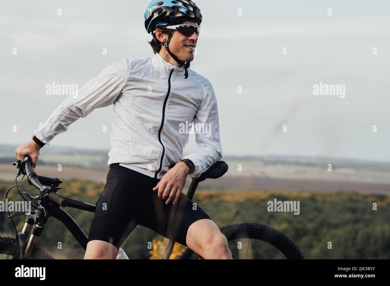 Professional Male Cyclist with His Bike Outdoors, Adult Man Wearing ...