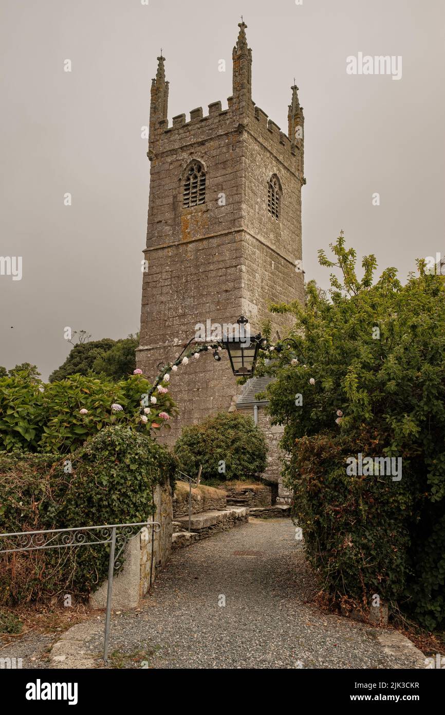 Exterior of St Mawgan-in-Meneage Church, The Lizard, Cornwall Stock ...