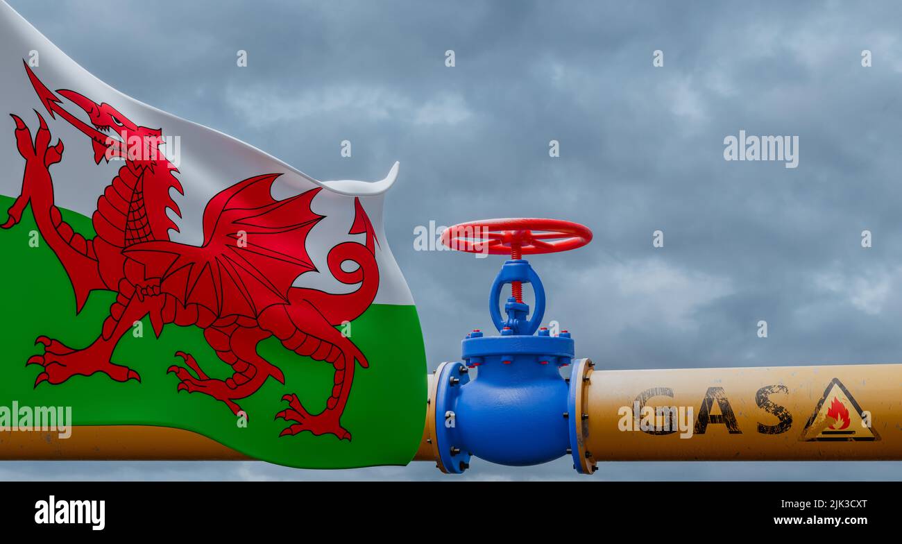 Pipeline with flag wales hi-res stock photography and images - Alamy