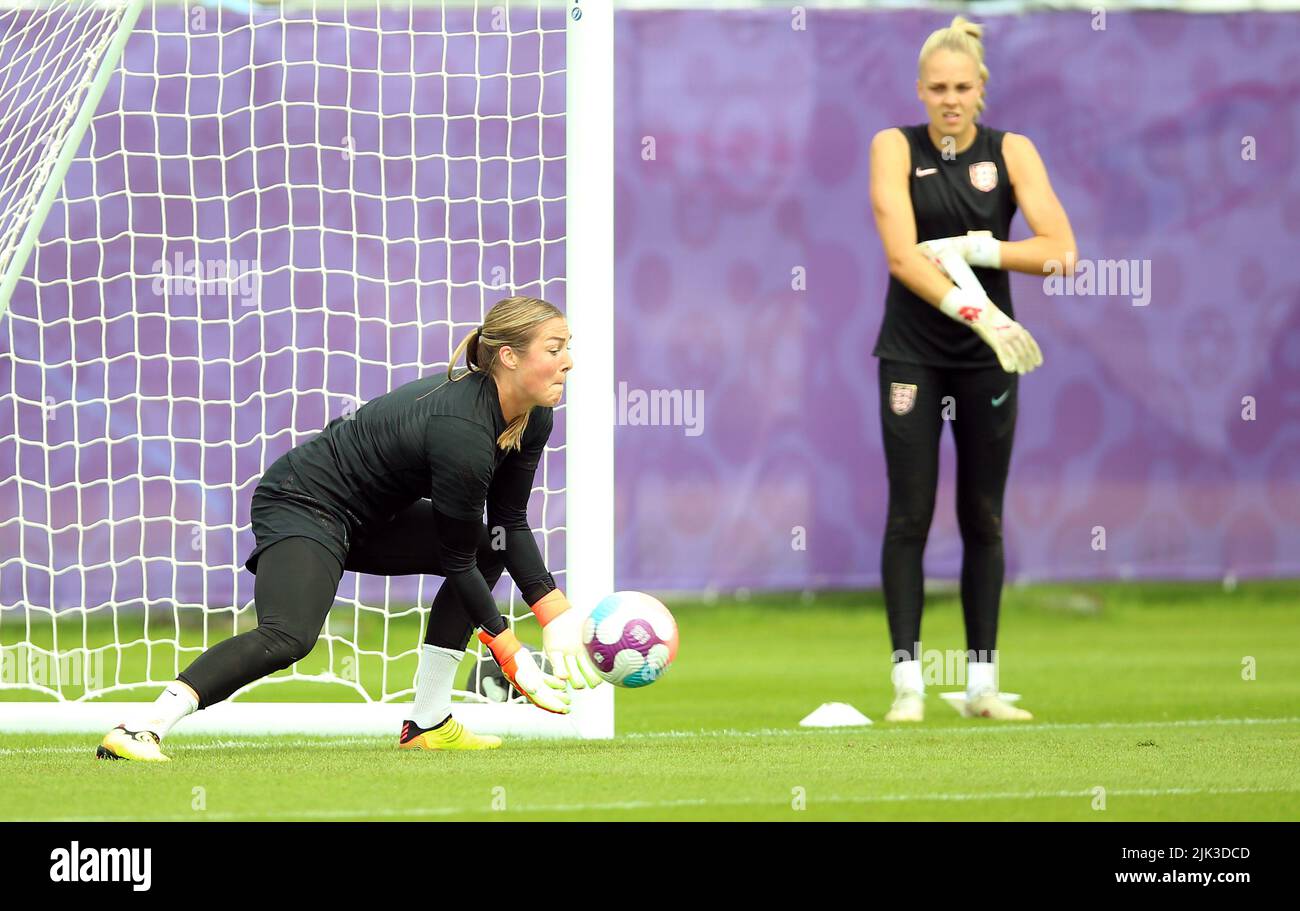 England goalkeeper Mary Earps during a training session at The Lensbury ...