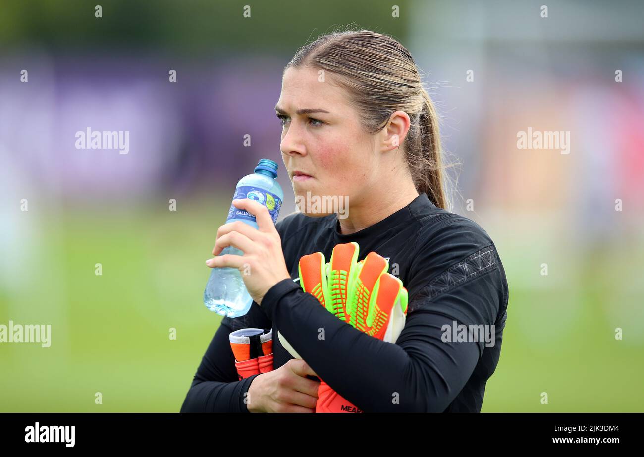 England goalkeeper Mary Earps during a training session at The Lensbury ...