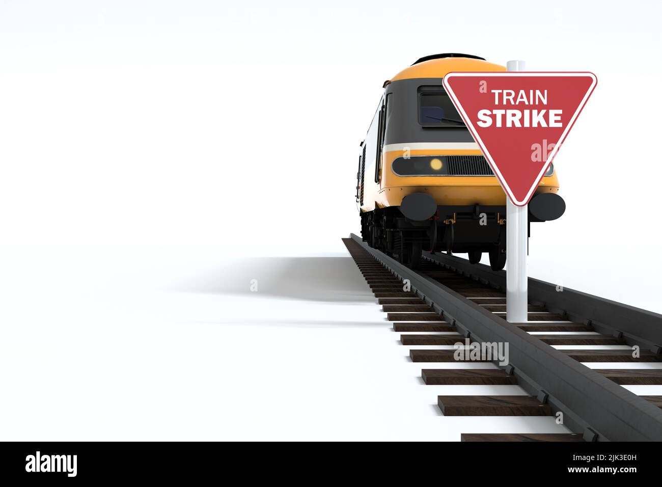 Railway tracks with Train Strike sign, transport disruption concept on ...