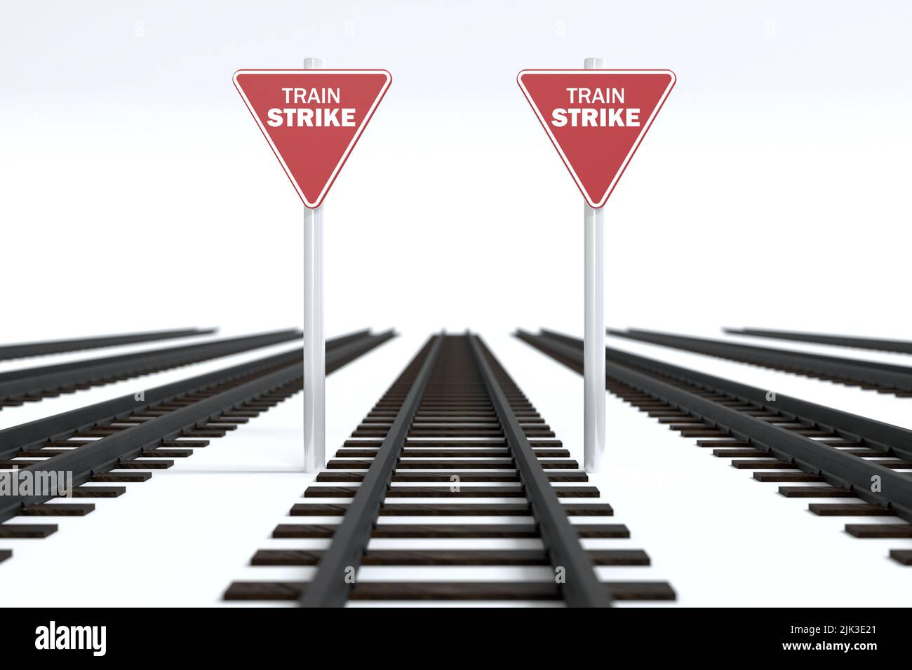 Railway tracks with Train Strike sign, transport disruption concept on ...