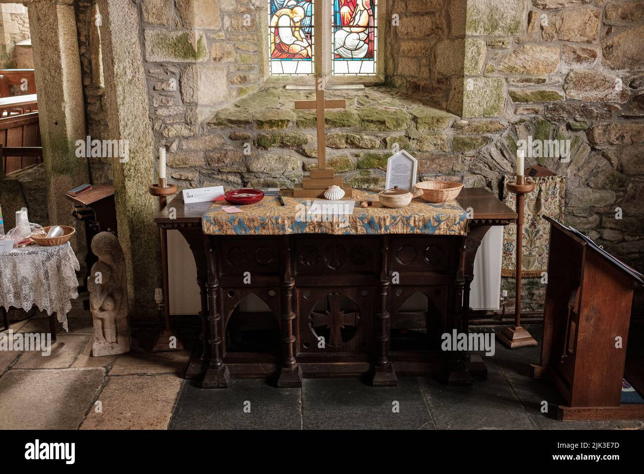 Interior of St Mawgan-in-Meneage Church, Cornwall Stock Photo - Alamy