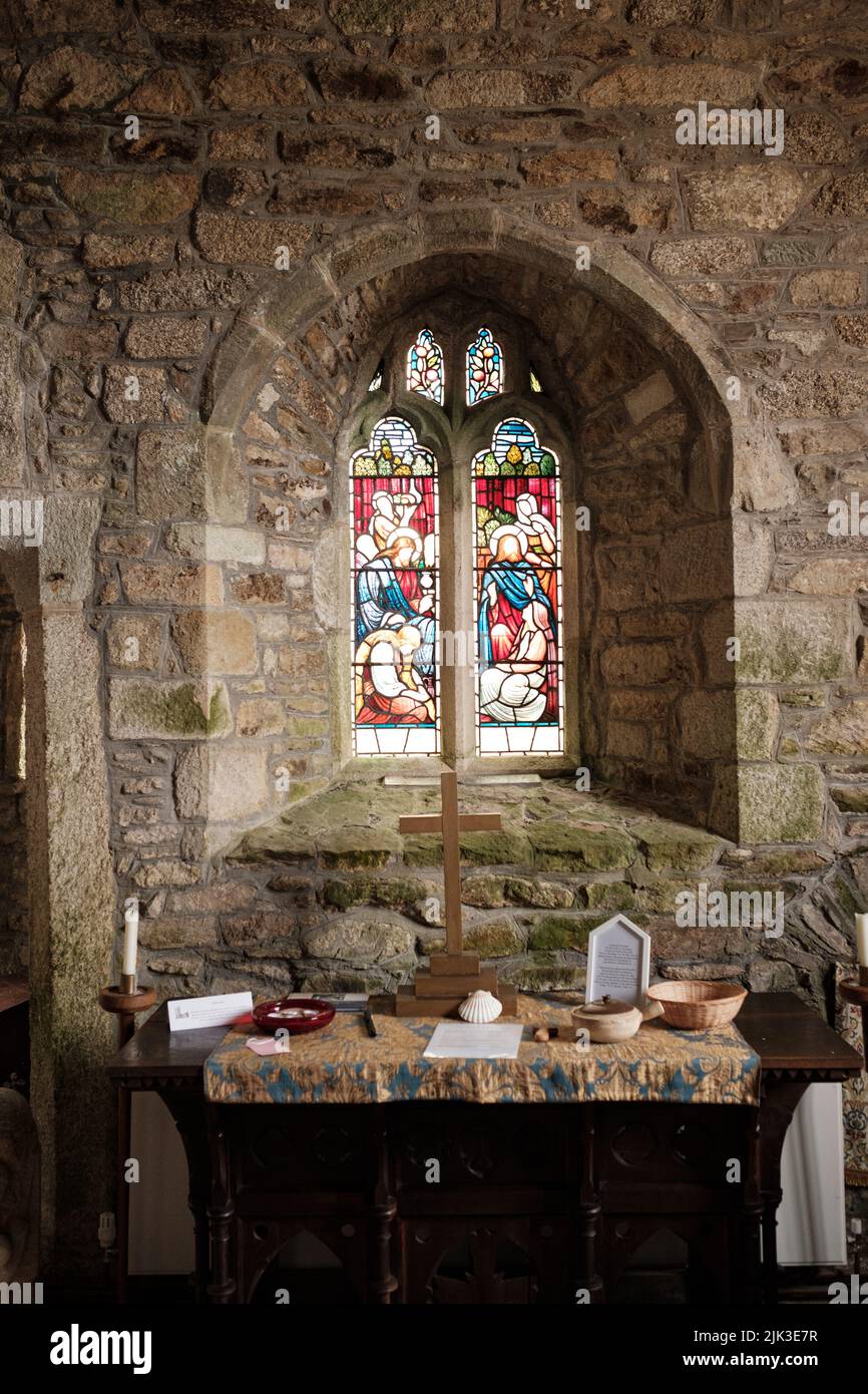 Interior of St Mawgan-in-Meneage Church, Cornwall Stock Photo - Alamy