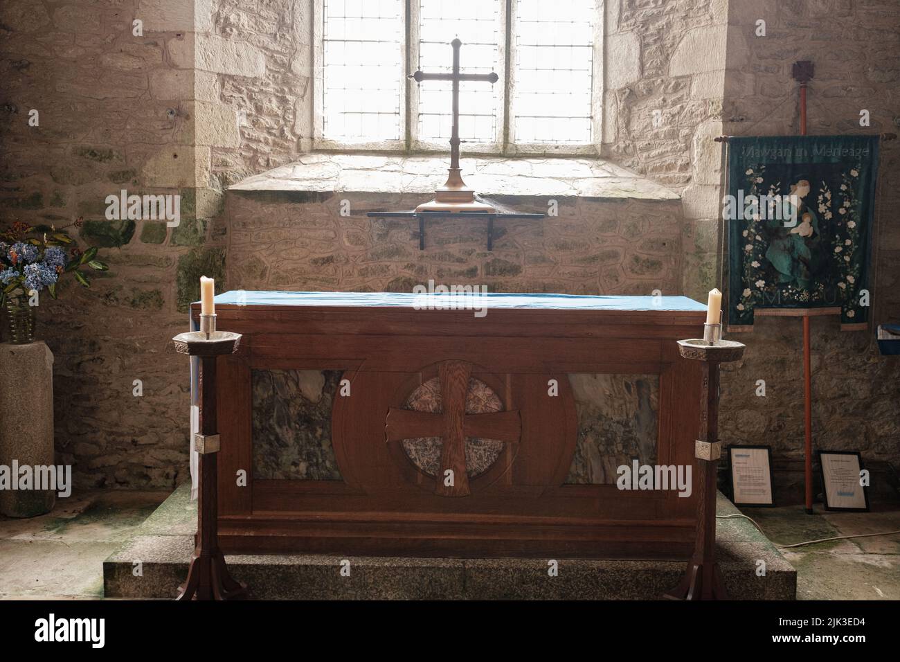 Interior of St Mawgan-in-Meneage Church, Cornwall Stock Photo - Alamy