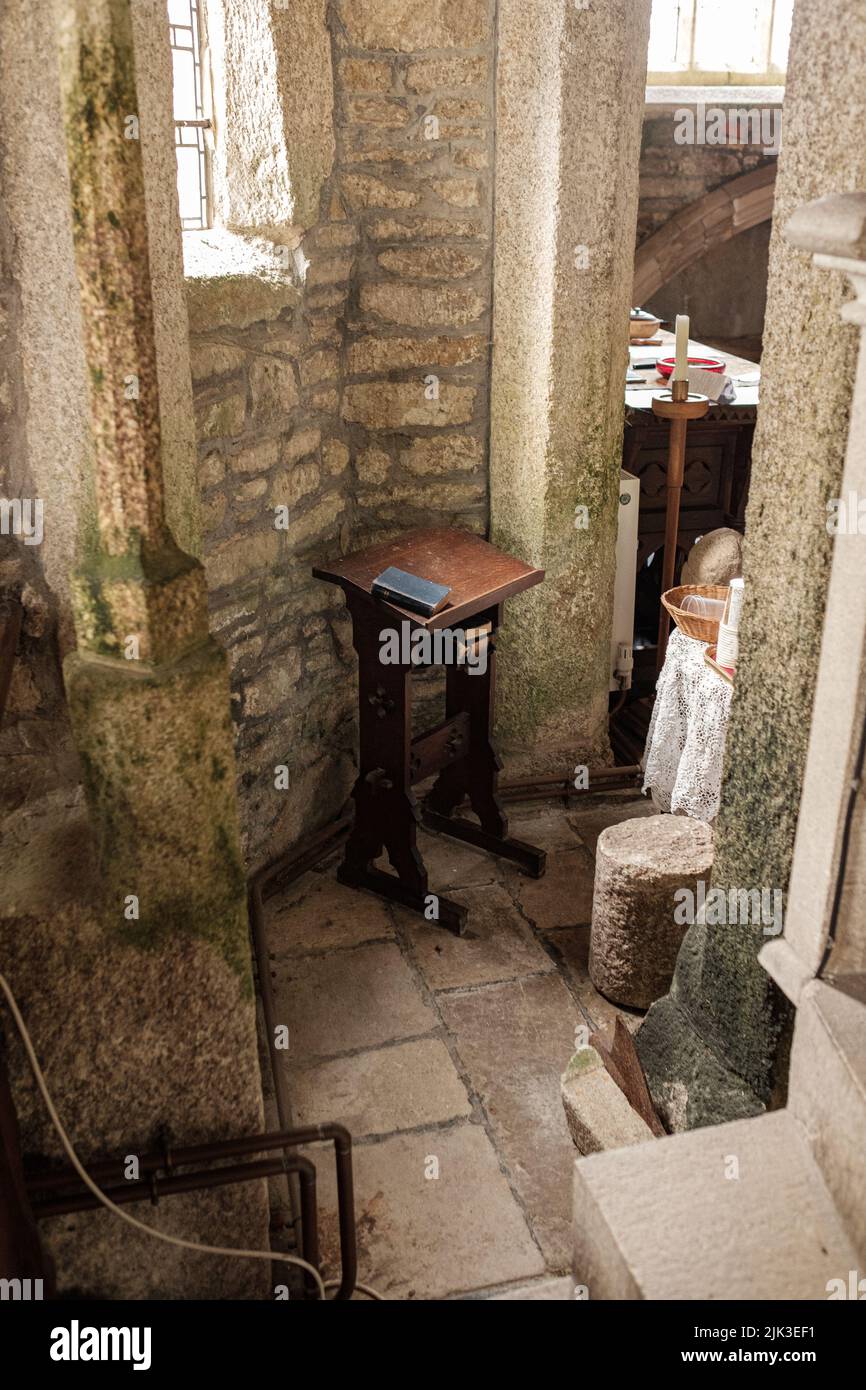 Interior of St Mawgan-in-Meneage Church, Cornwall Stock Photo - Alamy