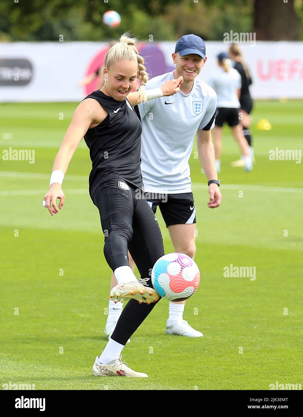 England goalkeeper Ellie Roebuck during a training session at The ...