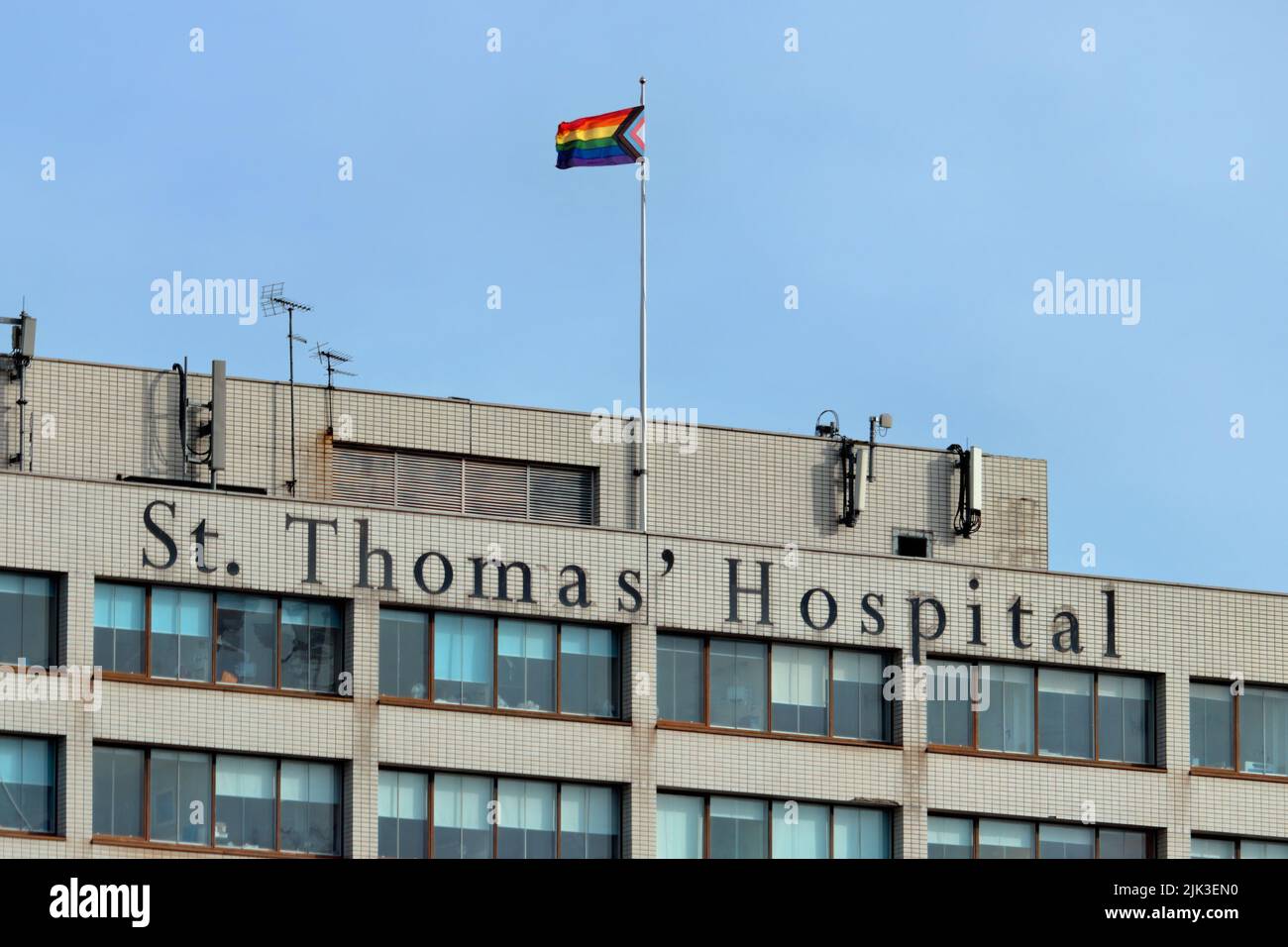 London, UK - Feb 20, 2021: St Thomas' Hospital, a large NHS teaching ...