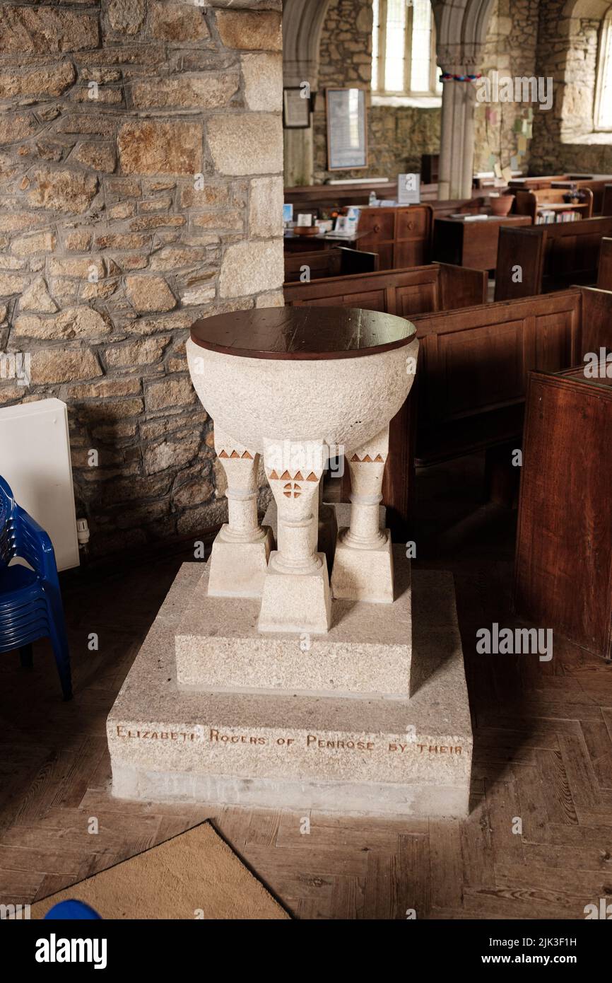 Interior of St Mawgan-in-Meneage Church, Cornwall Stock Photo - Alamy