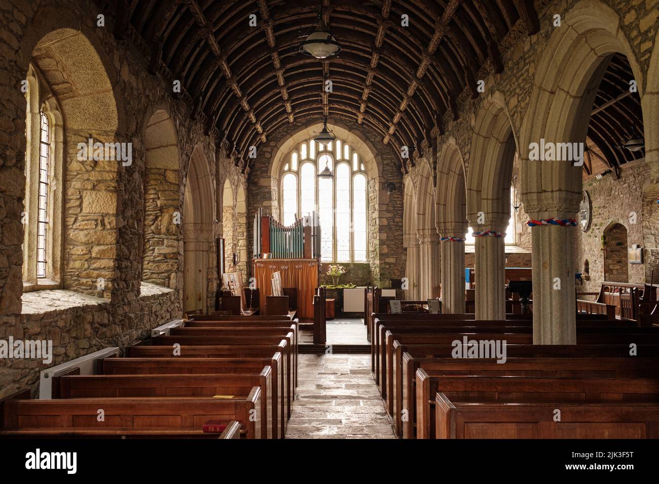 Interior of St Mawgan-in-Meneage Church, Cornwall Stock Photo - Alamy