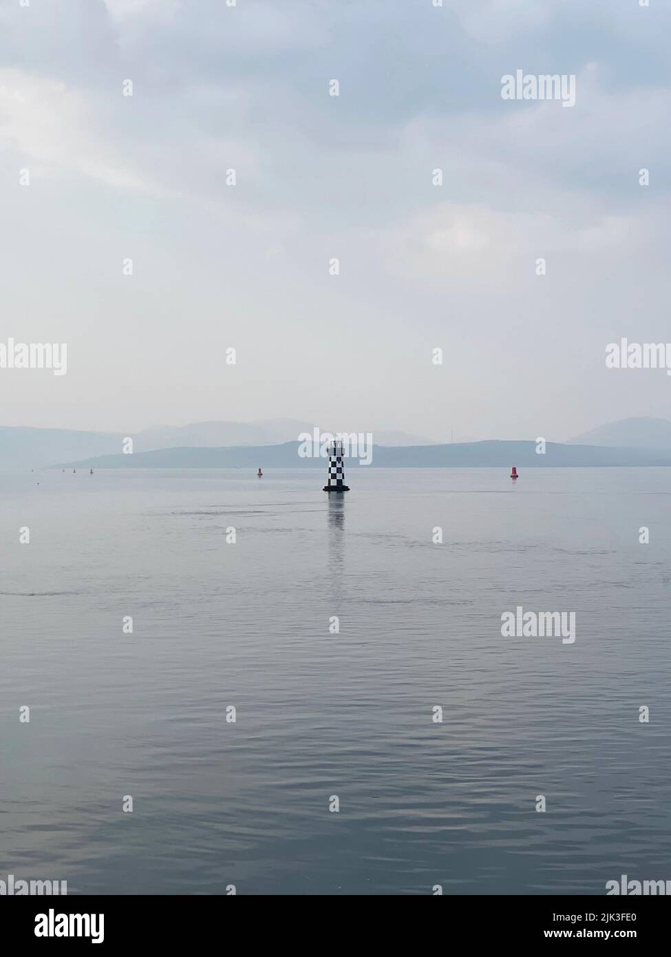single lighthouse mindfulness empty background with ocean and blank sky ...