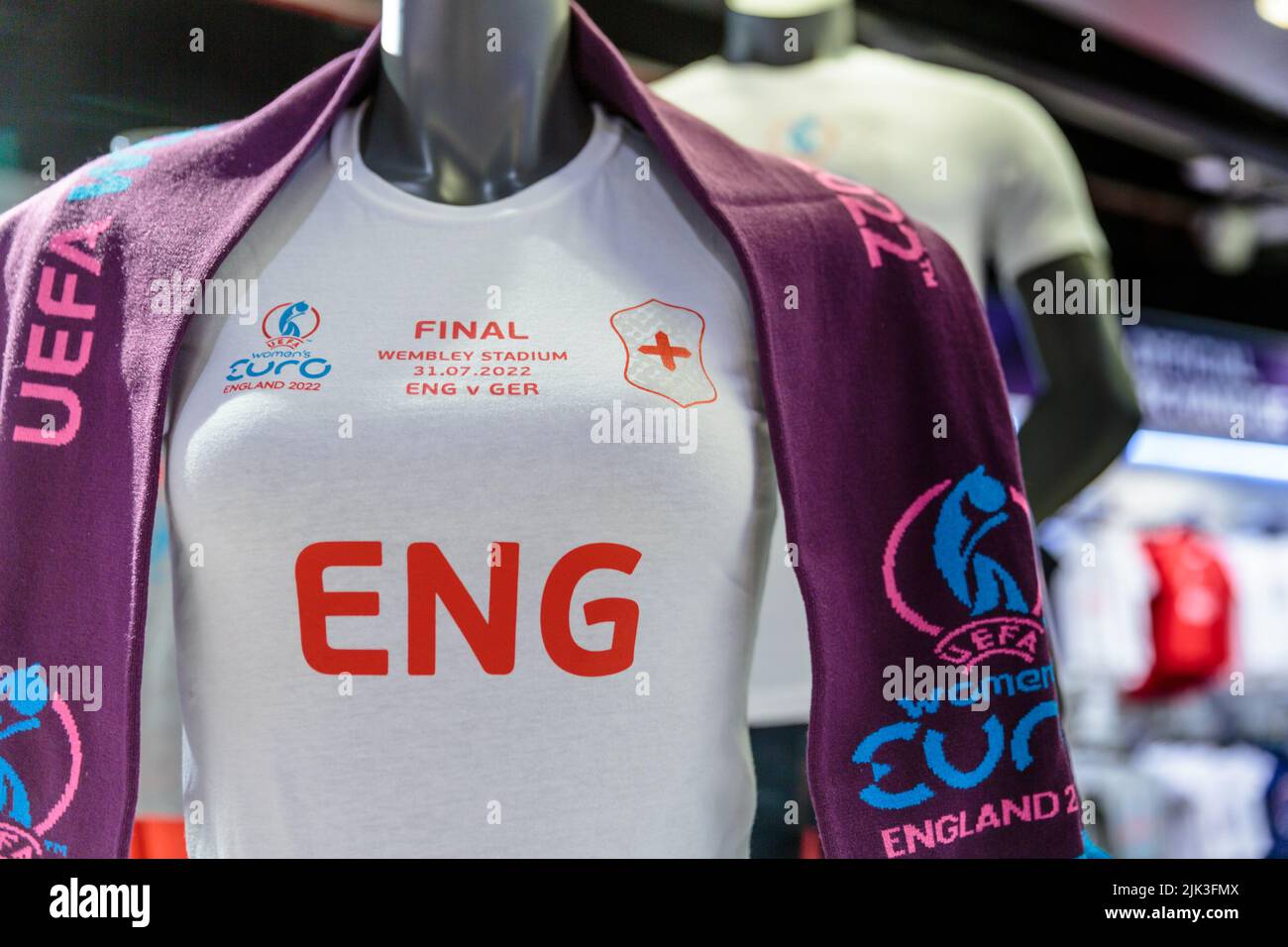 Wembley Stadium, London,UK. 29th July 2022.Official match merchandise ...
