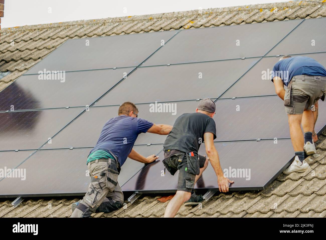 Solar installation in a village near Grimsby UK Stock Photo - Alamy