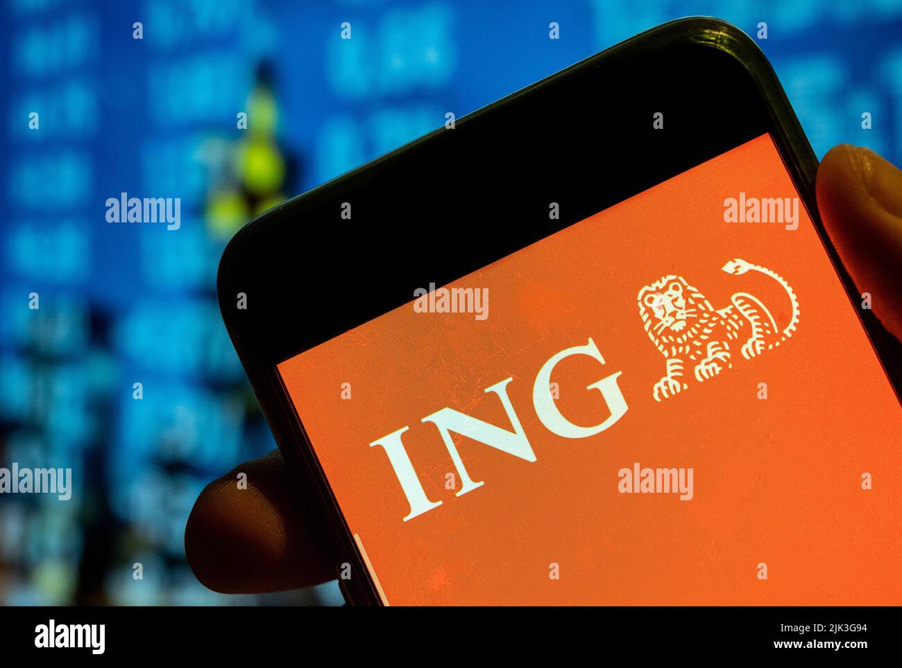 In this photo illustration, the Dutch multinational banking and ...