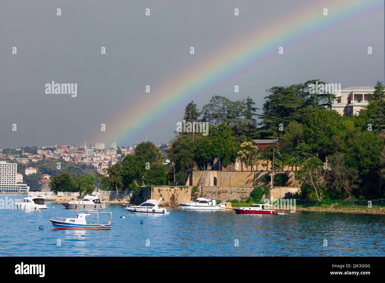 Rainbow view over the sea, rainbow view after rain in Beykoz Yalıköy ...