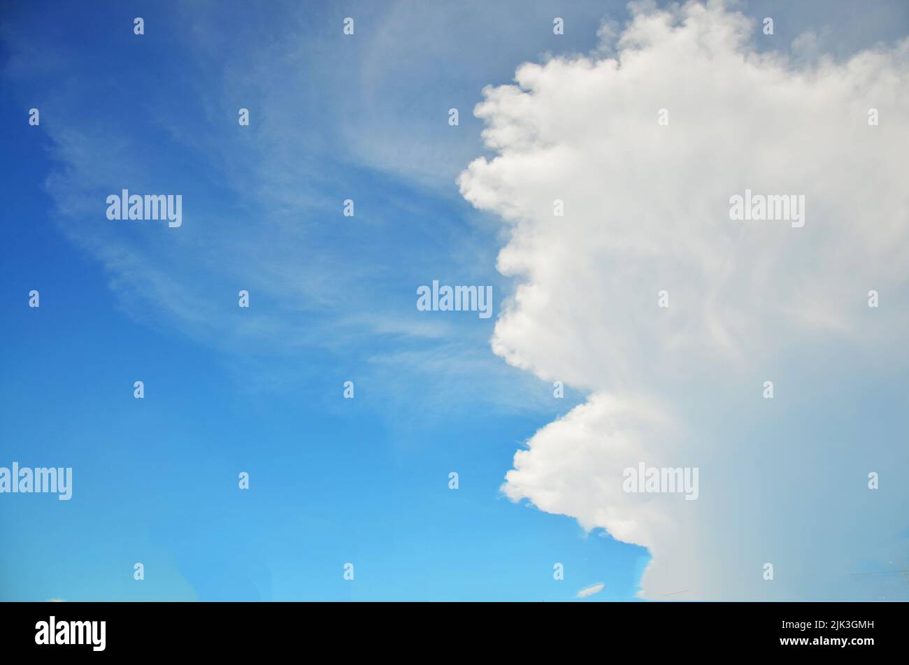 Aerial view landscape cloudscape of blue sky and beautiful clouds in day time at nonthaburi ...