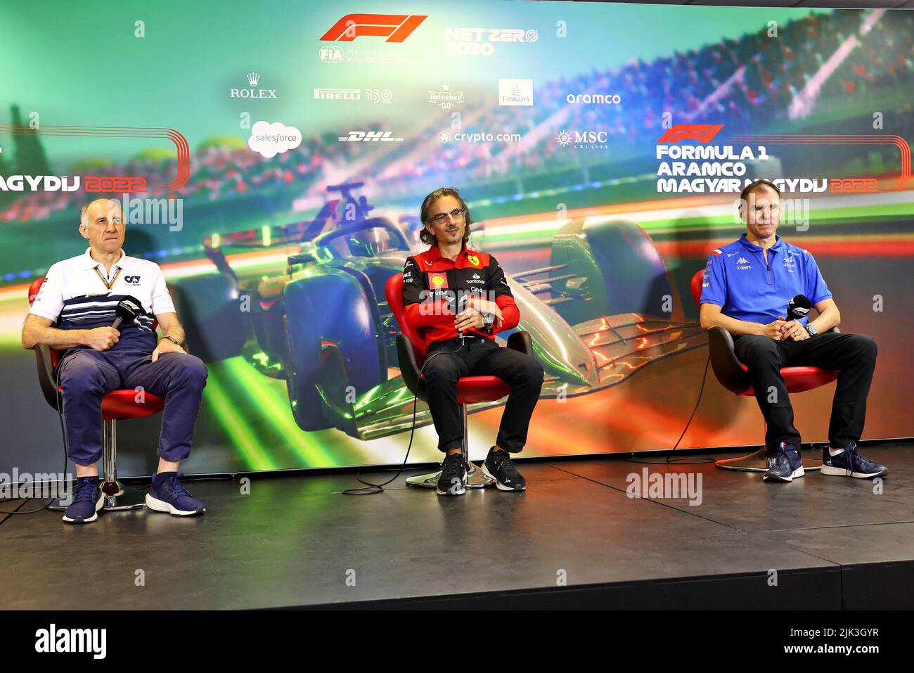 Mogyorod, Hungary. 29th July, 2022. From left to right: Franz Tost (AUT ...