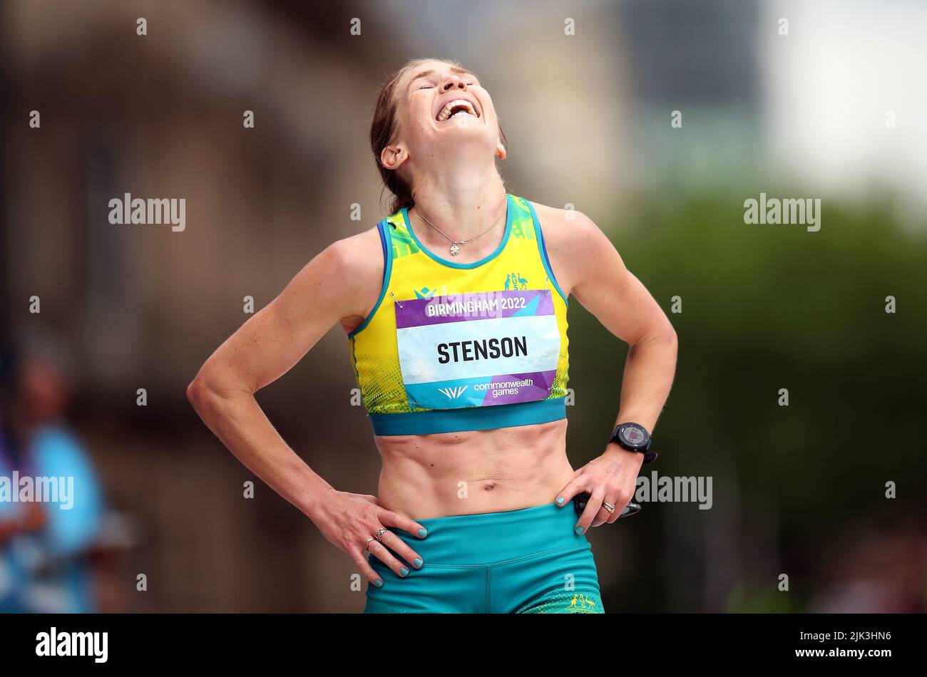 Australia’s Jessica Stenson crosses the line to win gold in the Women's ...