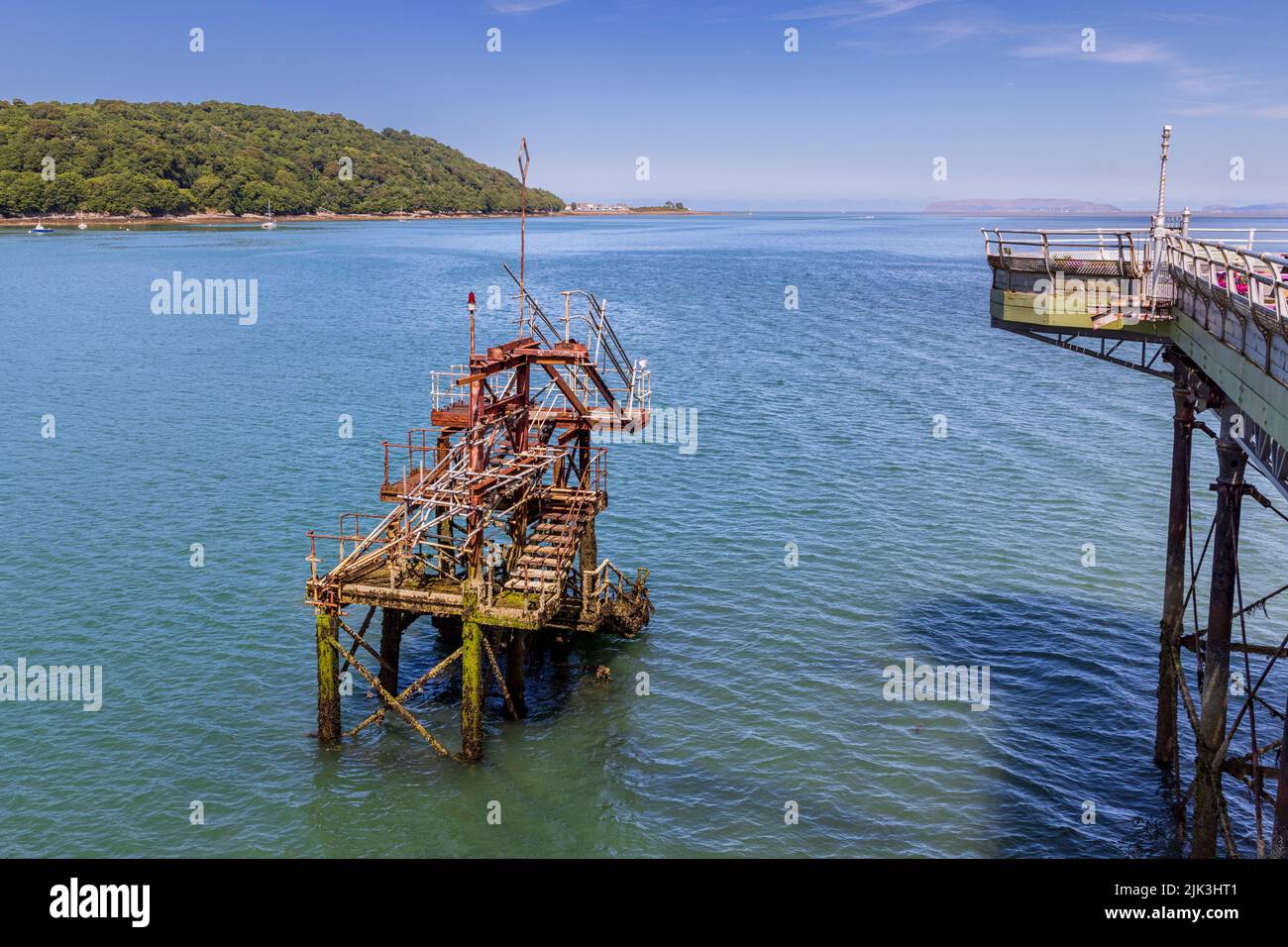 The remains of the Chain Ferry landing at Garth Pier on the Menai ...