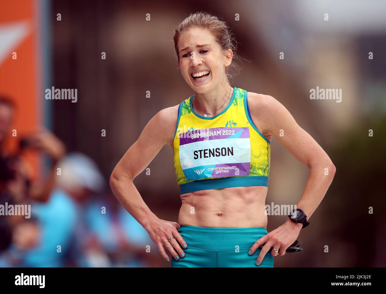 Australia’s Jessica Stenson crosses the line to win gold in the Women's ...
