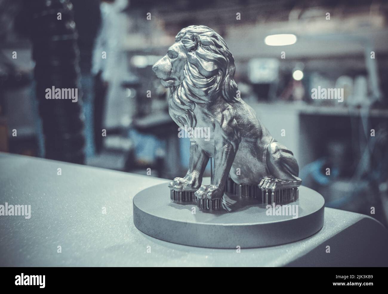 Object printed on metal 3d printer close-up. Object printed in laser ...