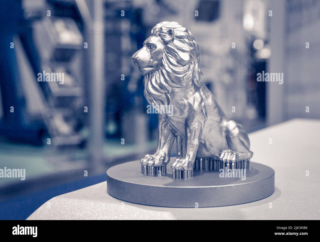 Object printed on metal 3d printer close-up. Object printed in laser ...