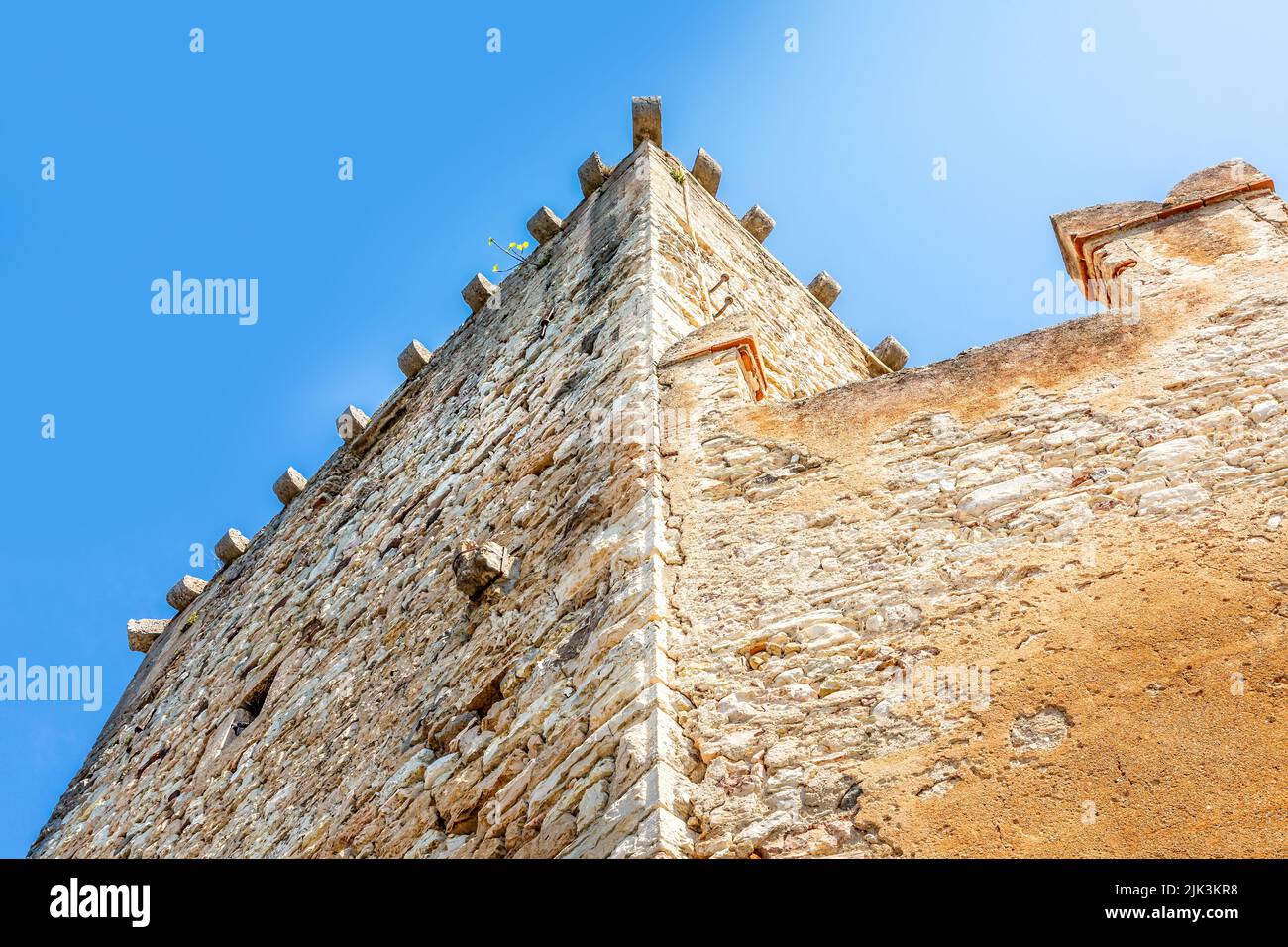 The walls of the Scagliero Castle in Torri del Benaco, Italy Stock ...