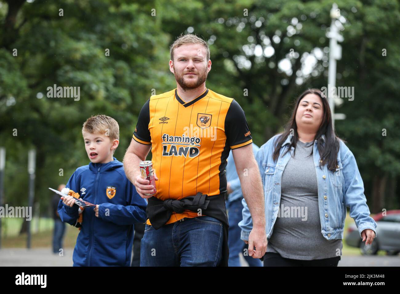 Hull, UK. 30th July, 2022. Hull fans arrive at the stadium in Hull ...