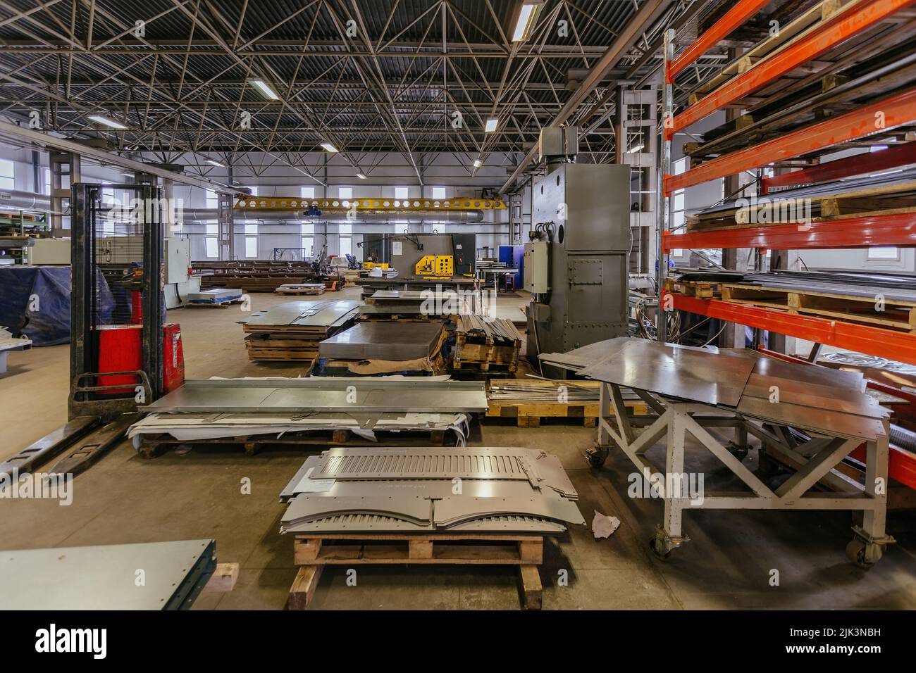 Metal profile factory production line. Manufactured metal parts Stock ...