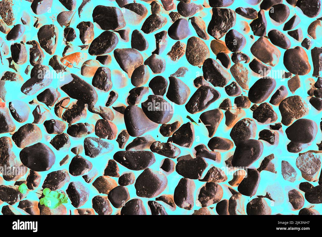 Full frame top view of rocks and stones covering the ground surface in ...