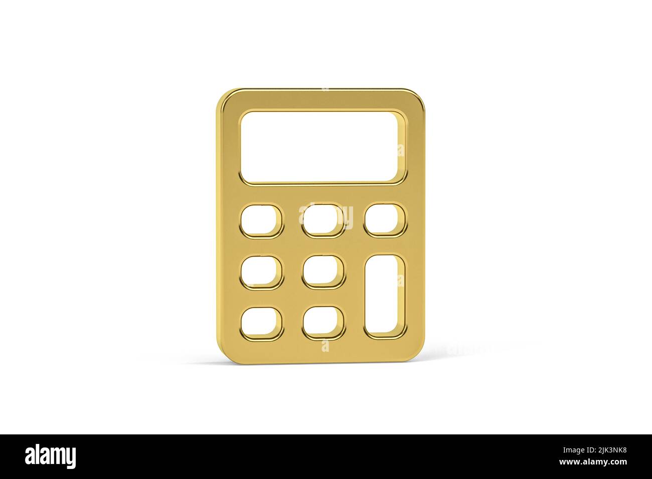 Golden 3d calculator icon isolated on white background - 3d render ...