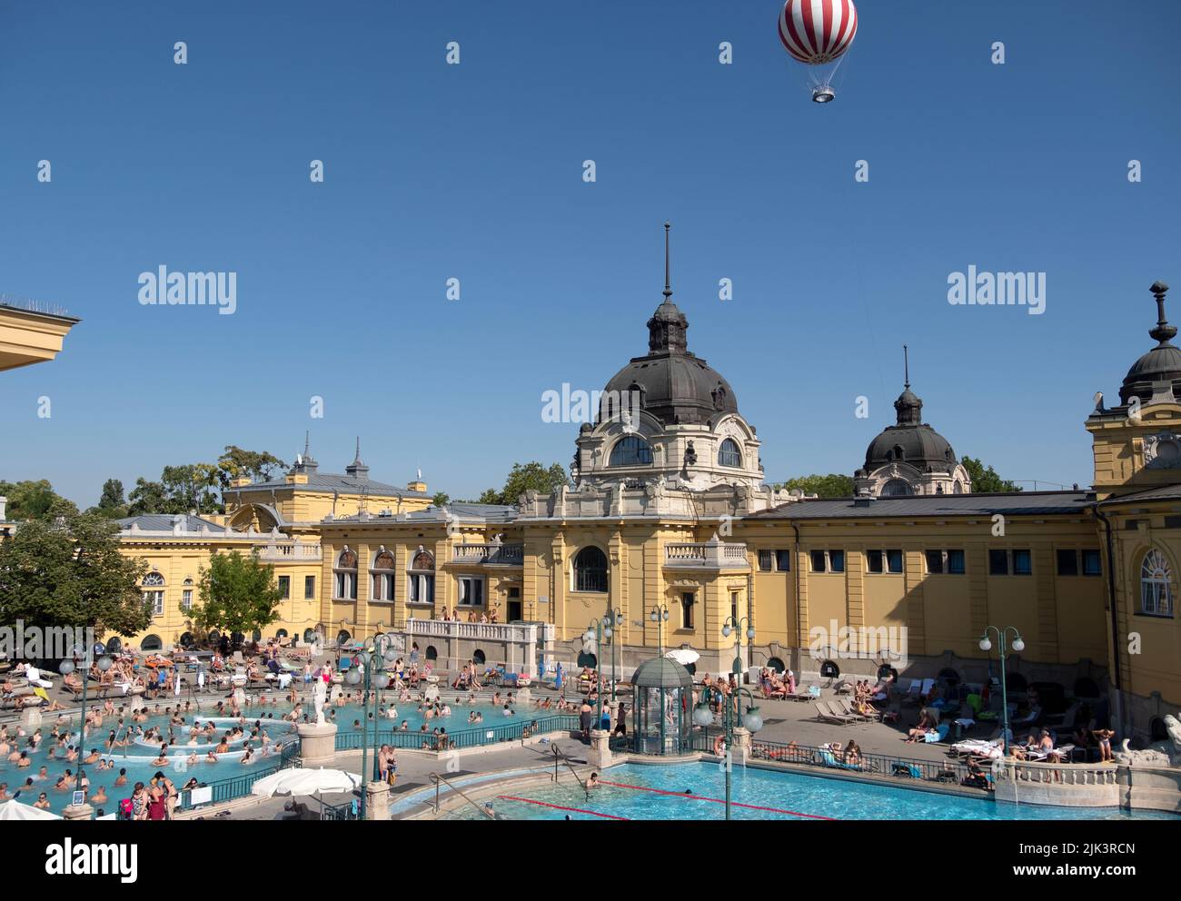 People swimming at One of the best known baths in Hungary,Széchenyi ...
