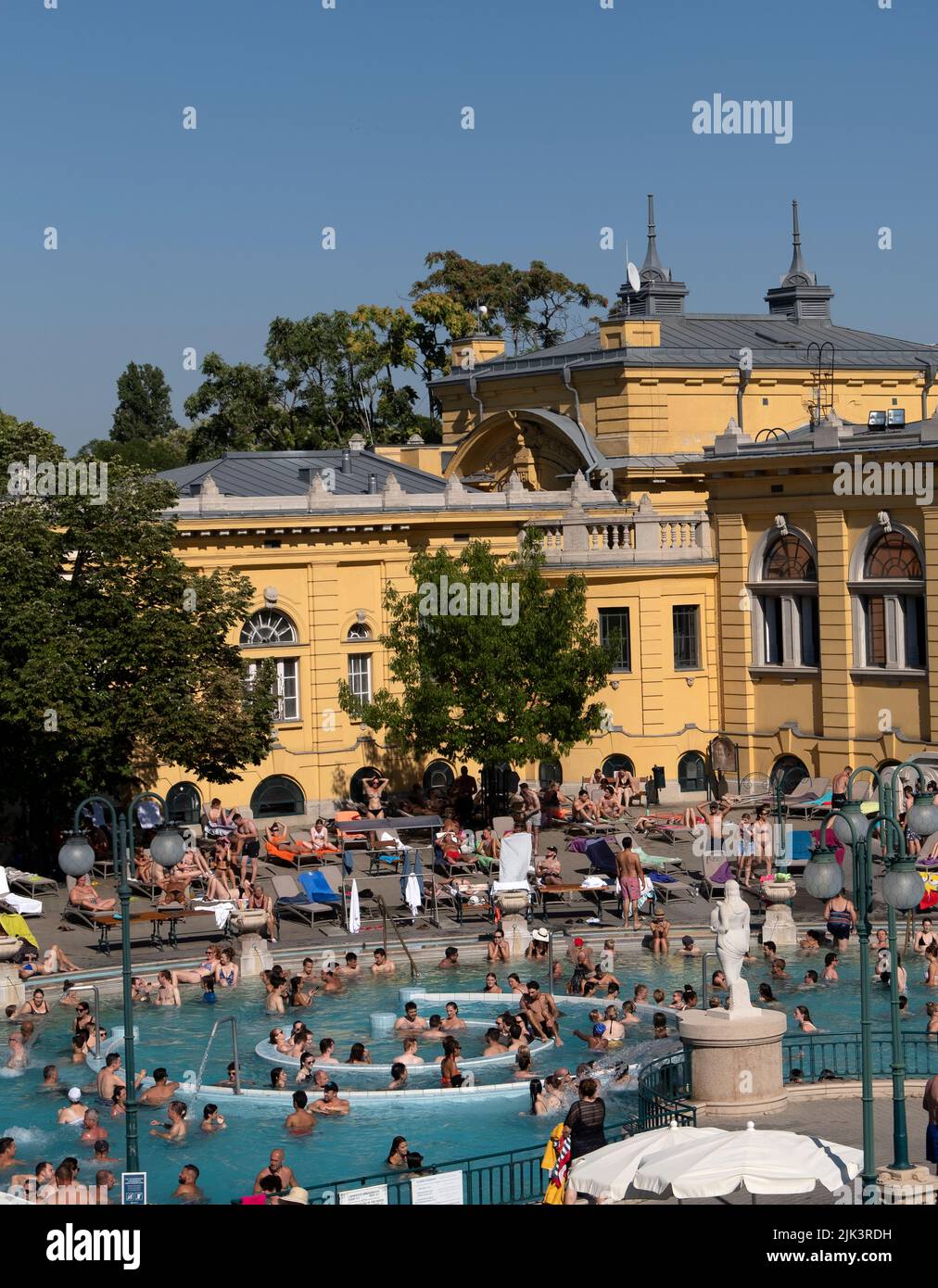 People swimming at One of the best known baths in Hungary,Széchenyi ...