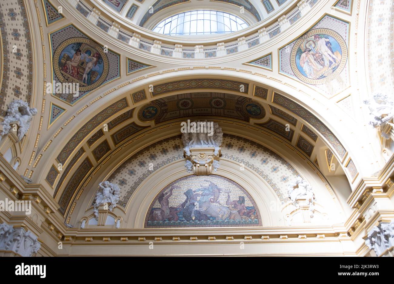 Details of the ceiling inside one of the best known baths in Hungary ...