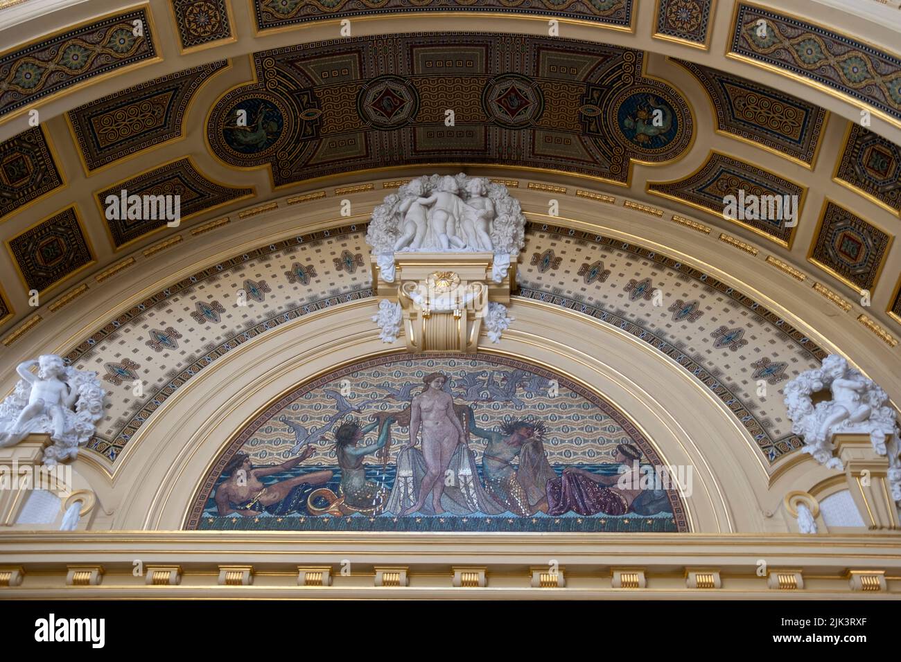 Details of the ceiling inside one of the best known baths in Hungary ...